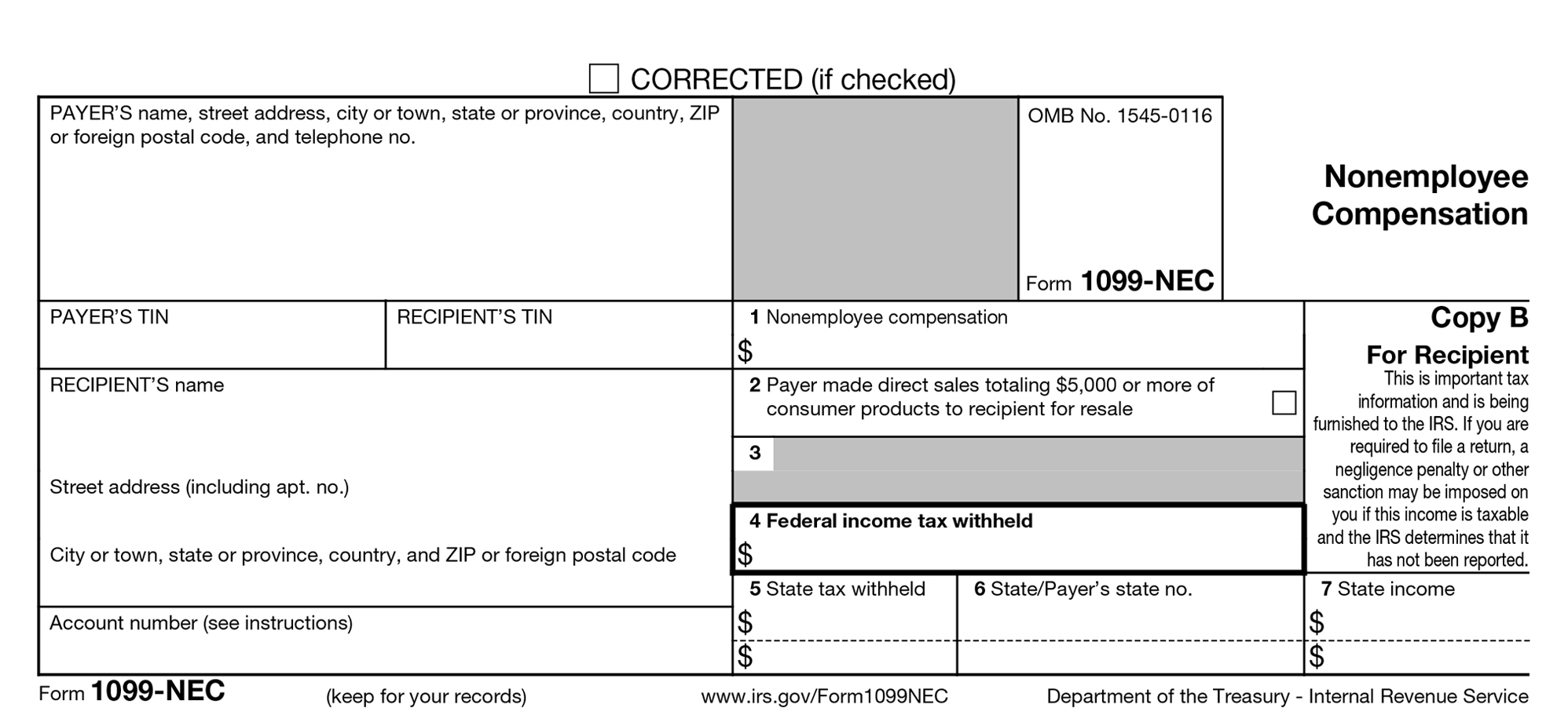 Printable Irs Form 1099 Nec
